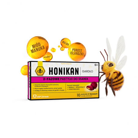 Honikan Gardło, 16 pastylek do ssania, USP ZDROWIE - Apteka Internetowa CUD